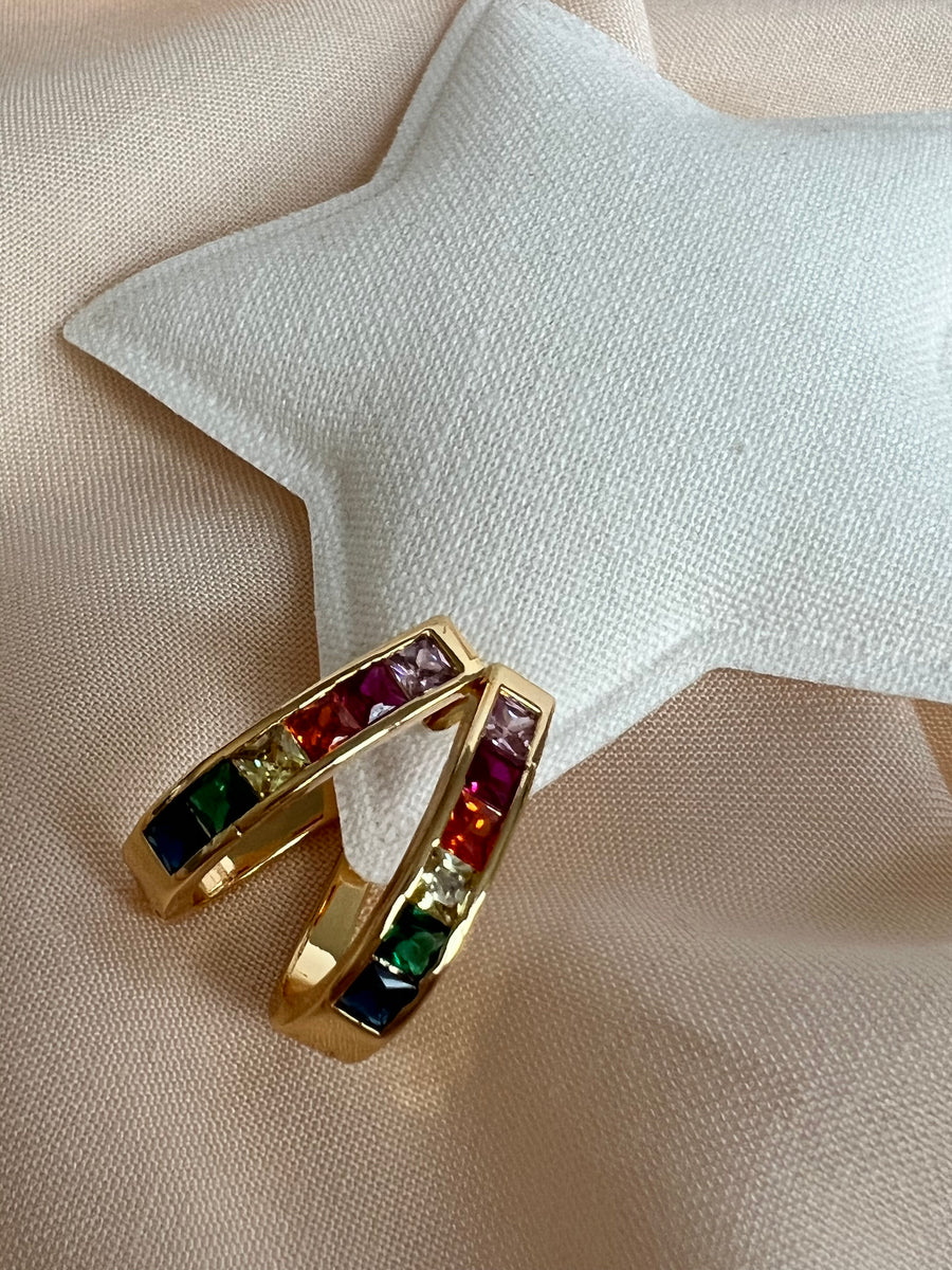 Bright Coloured Stone Gold Hoops – BONJ